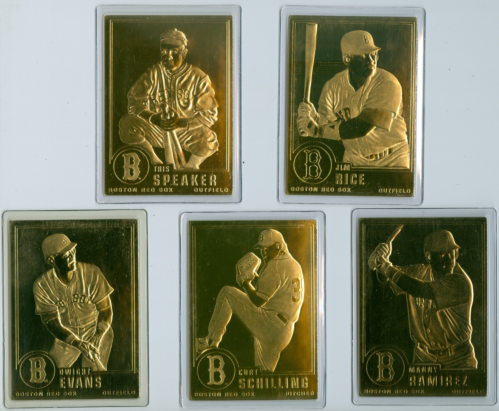 Lot of 11 Boston Red Sox Danbury Mint 22kt Gold Baseball Cards: Rice ...