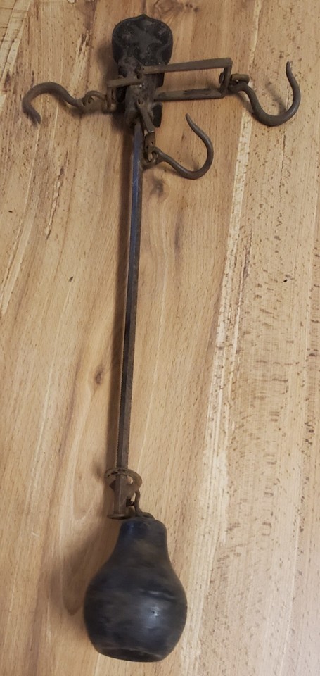 Antique Iron Hanging Civil War? Balance Beam Scale Hooks Star counter ...