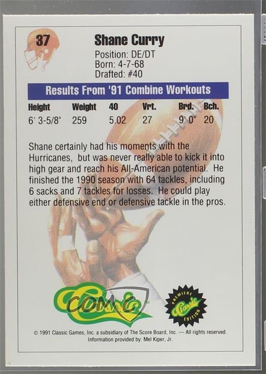 1991 Classic Draft Picks Shane Curry #37 Rookie RC | eBay