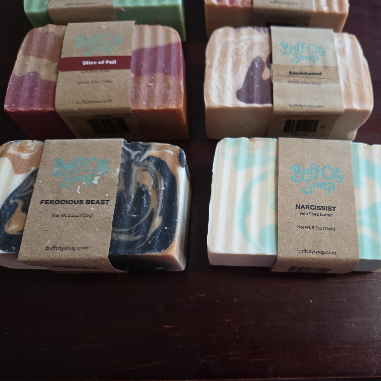 Lot of 6 Buff City Soaps 5.5 oz Bars Assorted w/ Narcissist & Ferocious ...