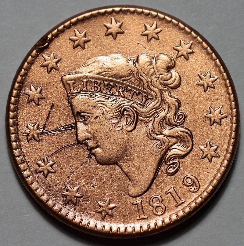 1819/8 Coronet Head Large Cent - Lacquered - US 1c Copper Coin | eBay