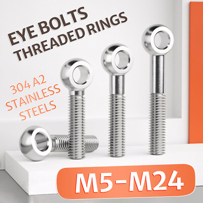EYE BOLTS THREADED RINGS M5-M24 STAINLESS STEELS A2 CATENARY WIRE ...