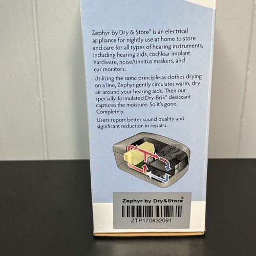 Zephyr By Dry & Store Hearing Aid Dryer Cochlear Ear Monitors New Open ...