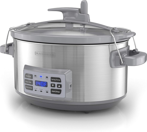 BLACK+DECKER 7-Quart Digital Slow Cooker, SCD7007SSD, Temperature Probe ...