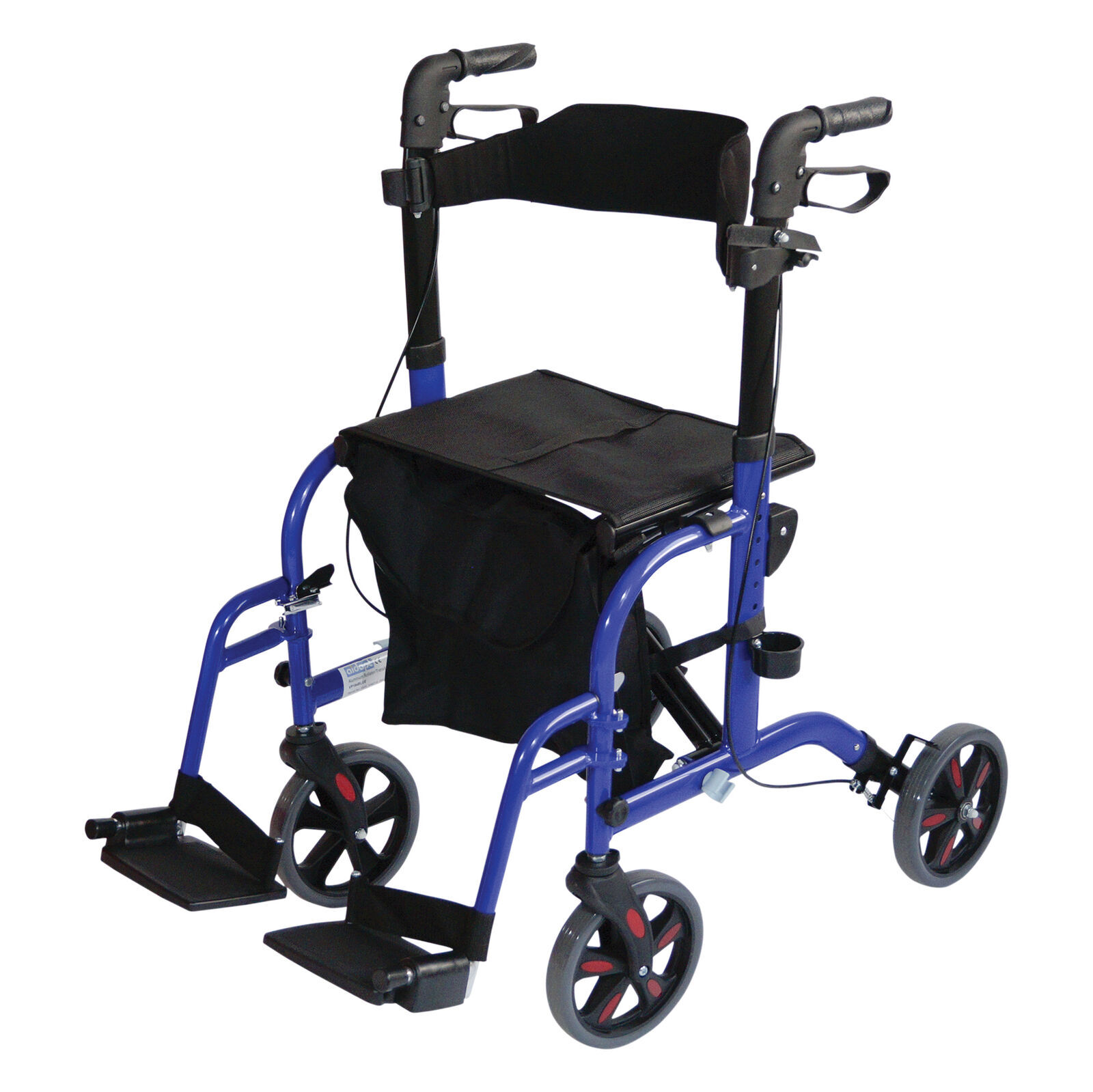 Aidapt Deluxe 2 in 1 Rollator 4 Wheeled Walker Seat Transit Chair ...