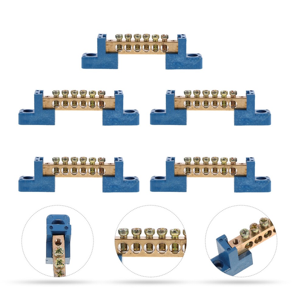 5 Pcs Grounding Terminal Block Copper Strips of Terminals Screw Base ...