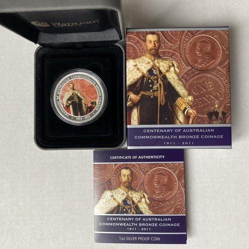 2011 $1 Centenary Australian Commonwealth Bronze Coinage 1oz Silver ...