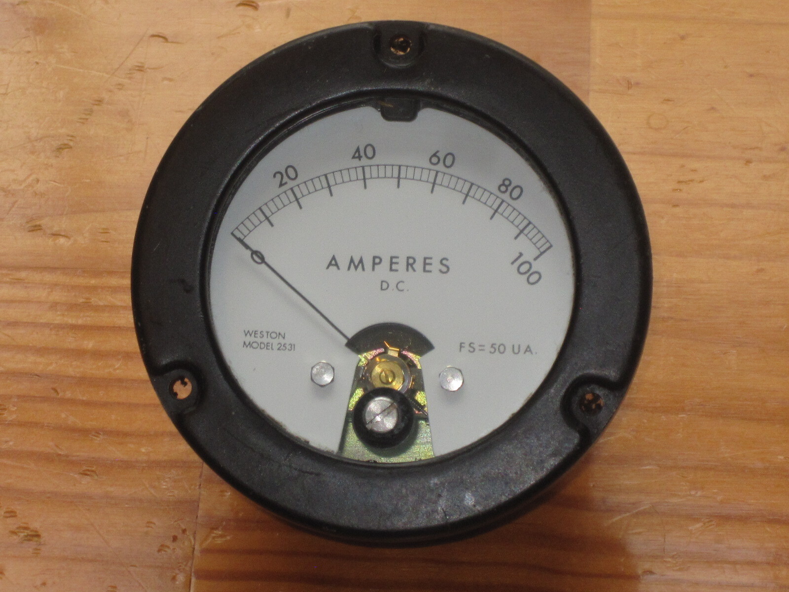 Vintage Weston Model 2531 Panel Meter 50 uA movement with 0 to 100 Amp ...