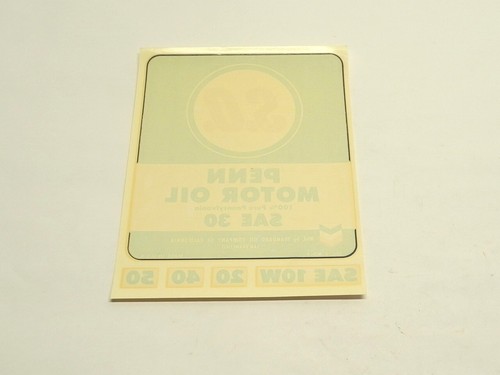VINTAGE STANDARD OIL PENN MOTOR OIL DECAL SAE 30 WITH ALT OIL WEIGHT ...