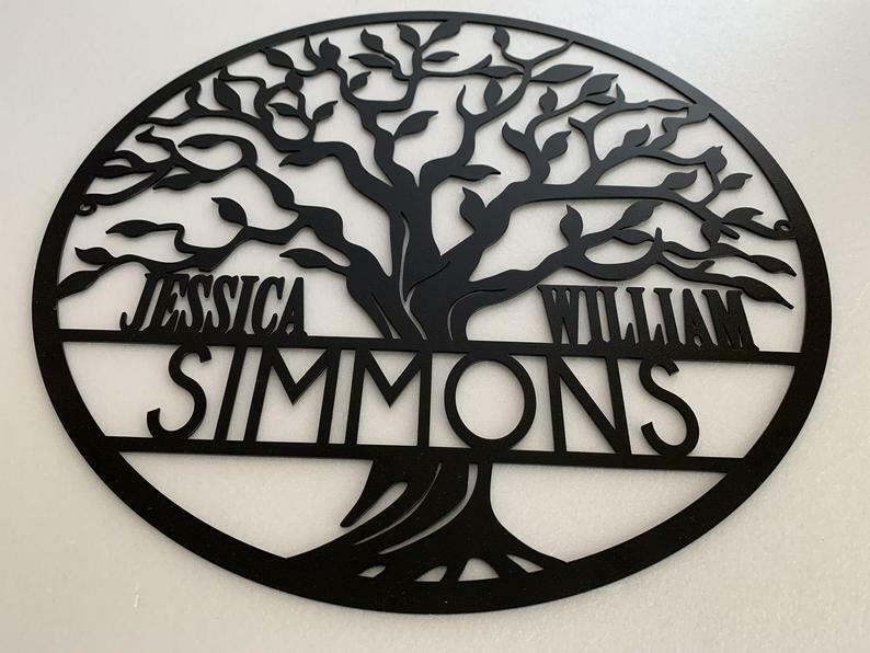 Tree of Life Personalized Family Name Door Sign Custom Wall Hanging ...