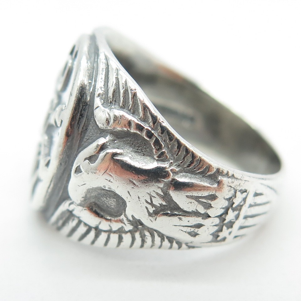 925 Sterling Silver Antique WWII US Army Recruiting Command Ring Size 7 ...