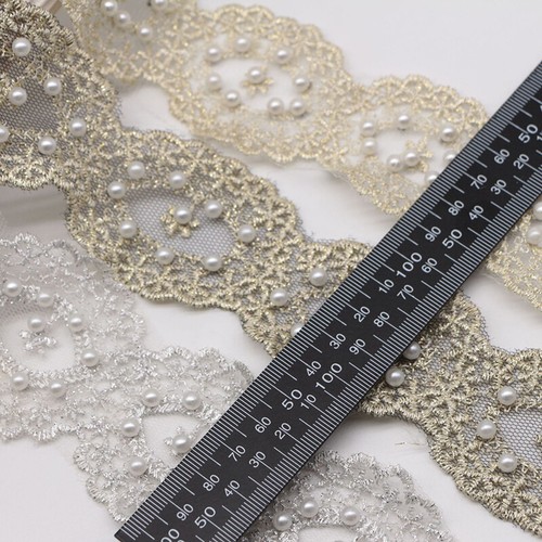 5 Yards Embroidered Beaded Lace Ribbon Trim Sewing Edging Trimming ...