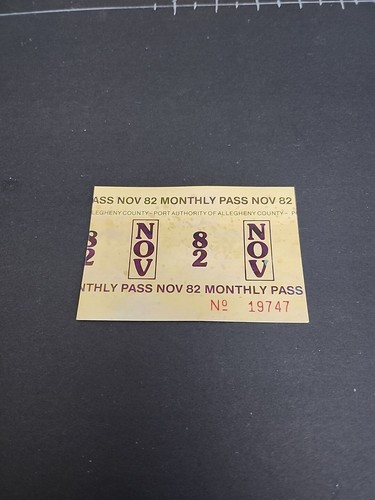 Vtg PAT Bus / Streetcar Monthly Pass Port Authority Allegheny County ...