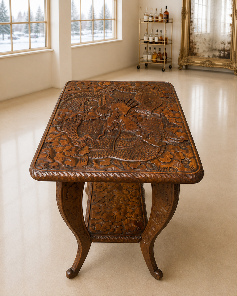 Antique Rare Liberty & Co Japanese Carved Dragon Table Arts & Crafts ...