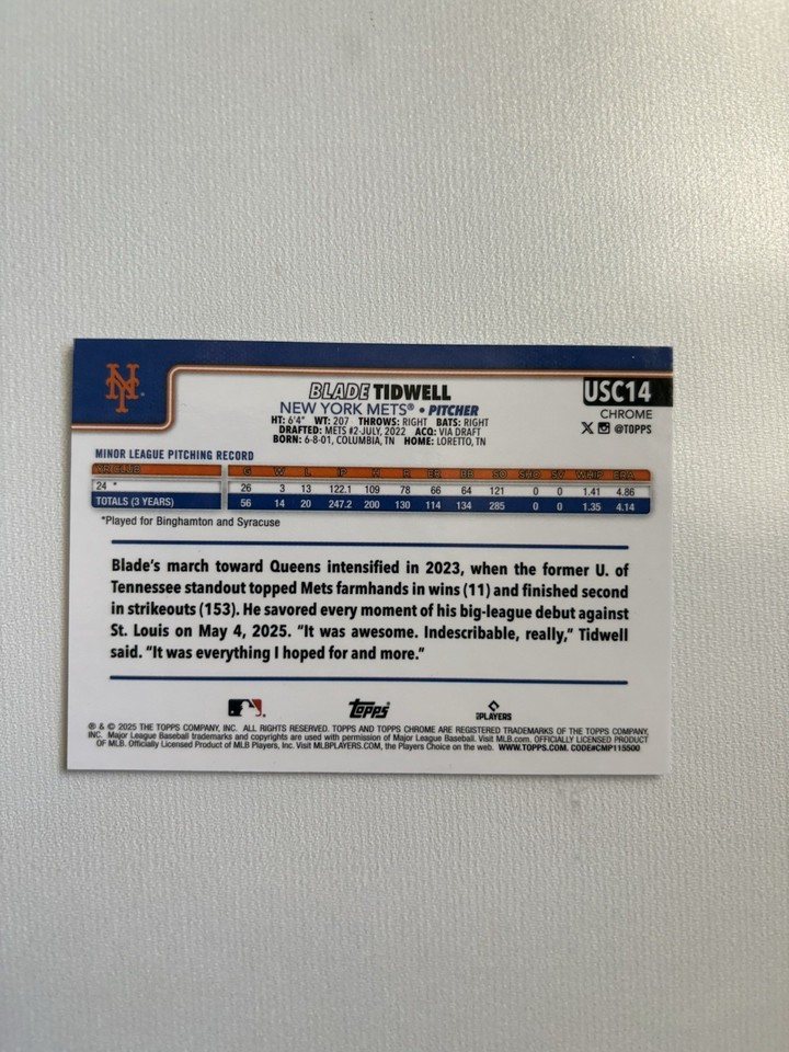 2025 Topps Chrome Update - Blade Tidwell (RC) #USC14 Raywave Refractor ...