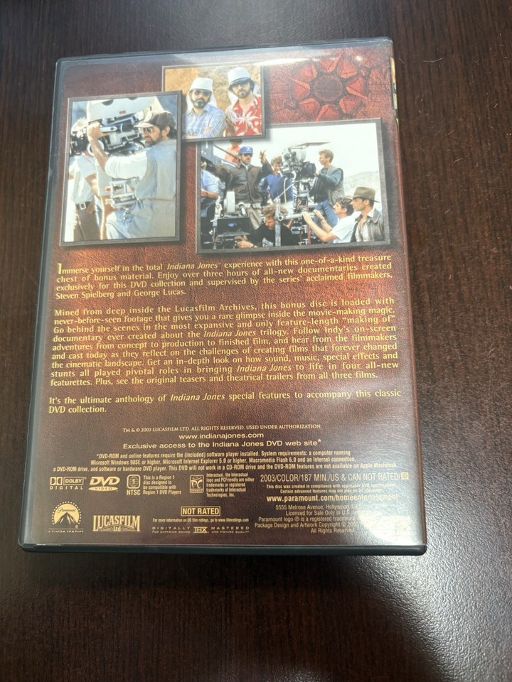 Indiana Jones Bonus Material DVD 2003 Paramount Pictures Lucasfilm ...