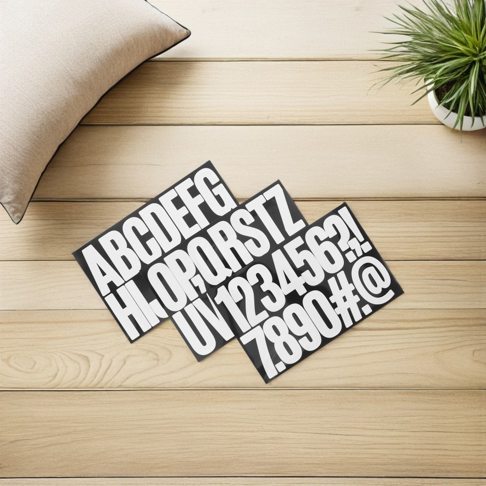 15 Sheets Self-adhesive Letter Stickers Cute Letters Large White | eBay UK