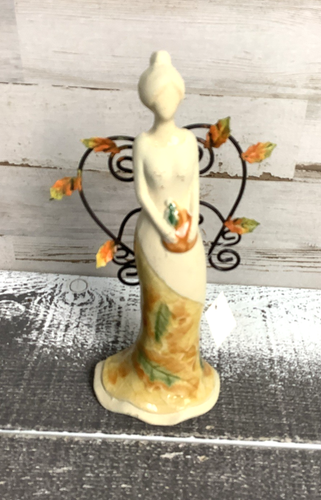Lovely Fall Ceramic Angel Holding Pumpkin 8" Tall | eBay