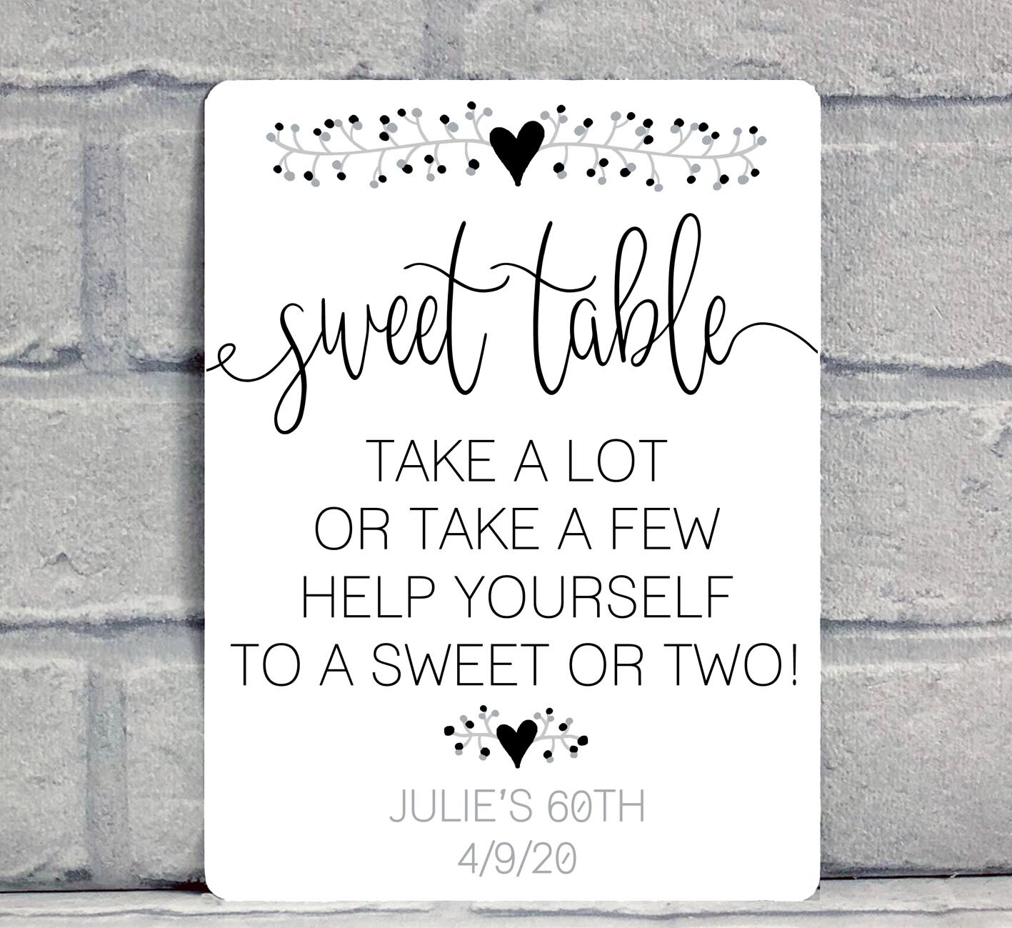 A5 Sweet Table Candy Cart Sign Wedding Birthday Party Christening ...
