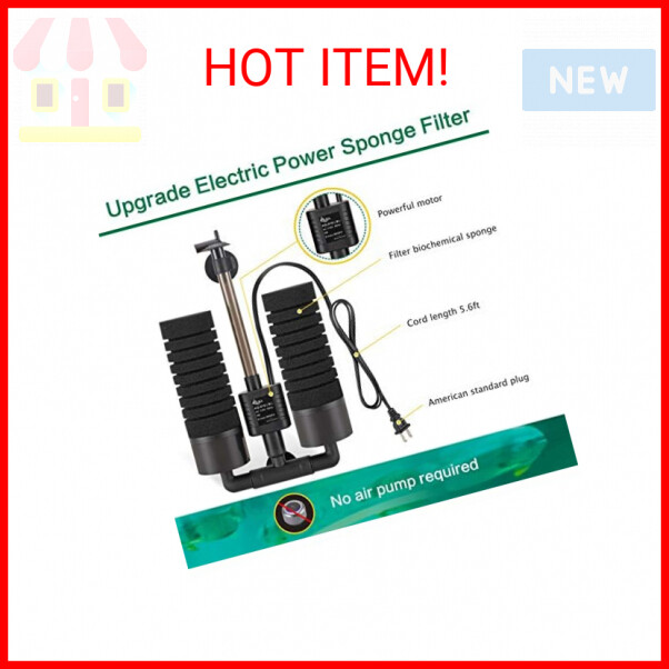 AQQA Aquarium Electric Power Sponge Filter,3W/5W Silence Submersible ...