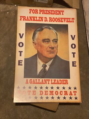 Franklin D Roosevelt Reproduction Campaign Poster Democrat 23x14” | eBay