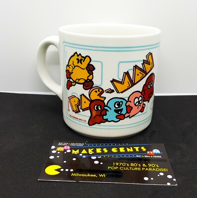 1980s - VINTAGE PAC MAN COFFEE MUG MIDWAY BALLY GRINDLEY Made in ...