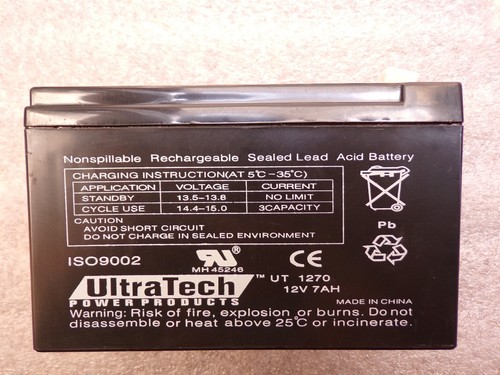 UltraTech Nonspillable Rechargeable Sealed Lead Acid Battery UT1270 12V ...
