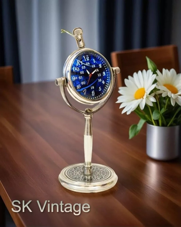 Beautiful Vintage Brass Desk Clock Table Clock Antique Nautical Clock ...