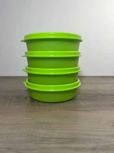 Tupperware Basic Bright shallow neon yellow Salsa Verde bowl set of 4 ...