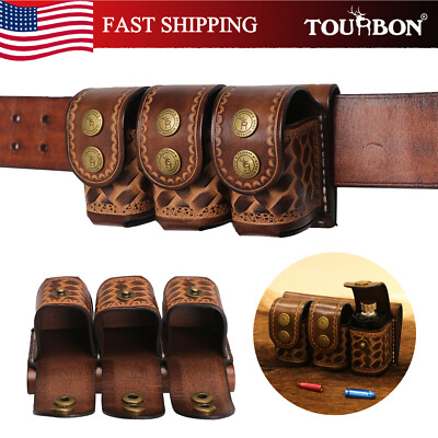 TOURBON Hunting Revolver Triple Speed Loader Belt Pouch .44 Magnum Case ...