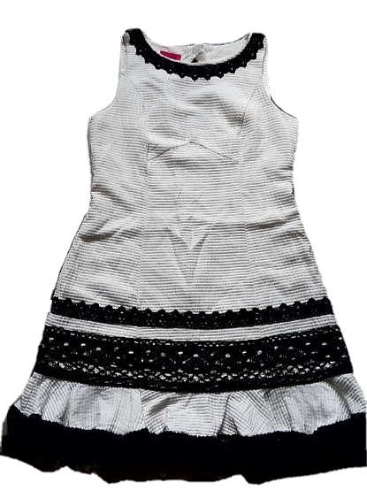 Monsoon Fusion Size 10 White Black Waffle Lace Trim Summer Dress | eBay