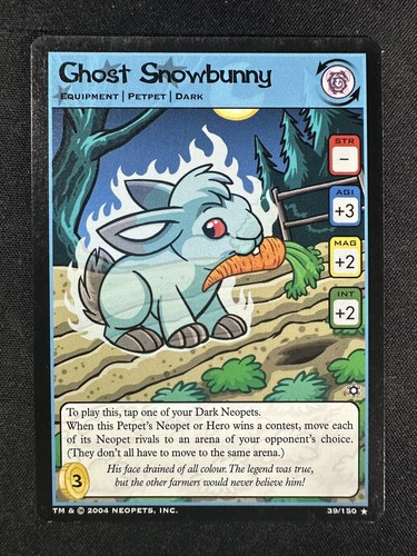 Neopets Ghost Snowbunny 39/150 Hannah And The Ice Caves Petpet Non Holo ...