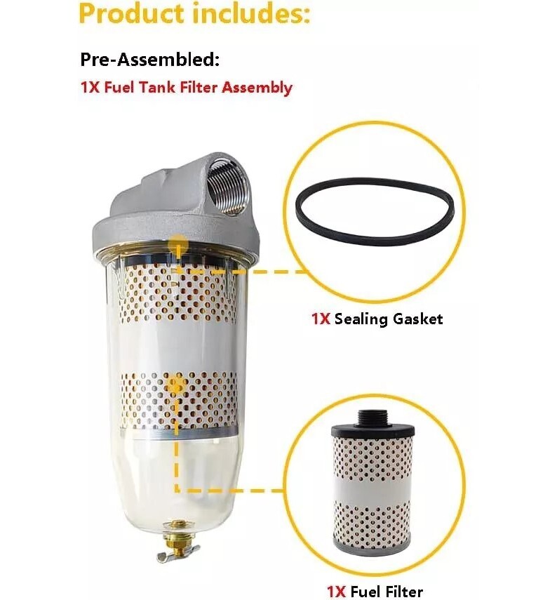 New Fits 496 Goldenrod Water Block Fuel Tank Filter w/ 1" NPT Cap | eBay