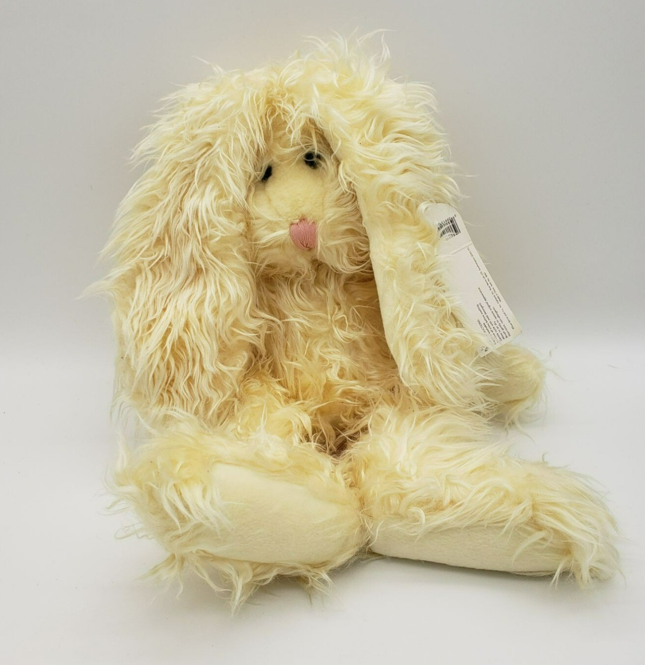 Vintage Russ Berrie Fuzzy Wuzzy White Cream Long Ear Bunny Rabbit Plush ...