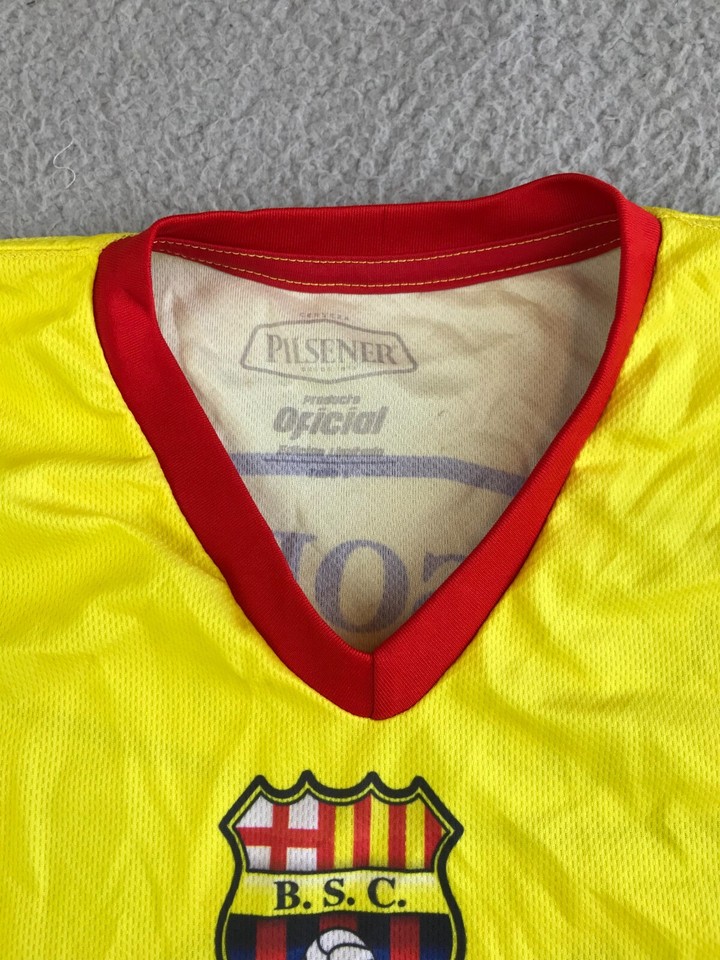 Barcelona BSC Pilsener Jersey Adult Yellow Soccer Short Sleeve V-Neck ...