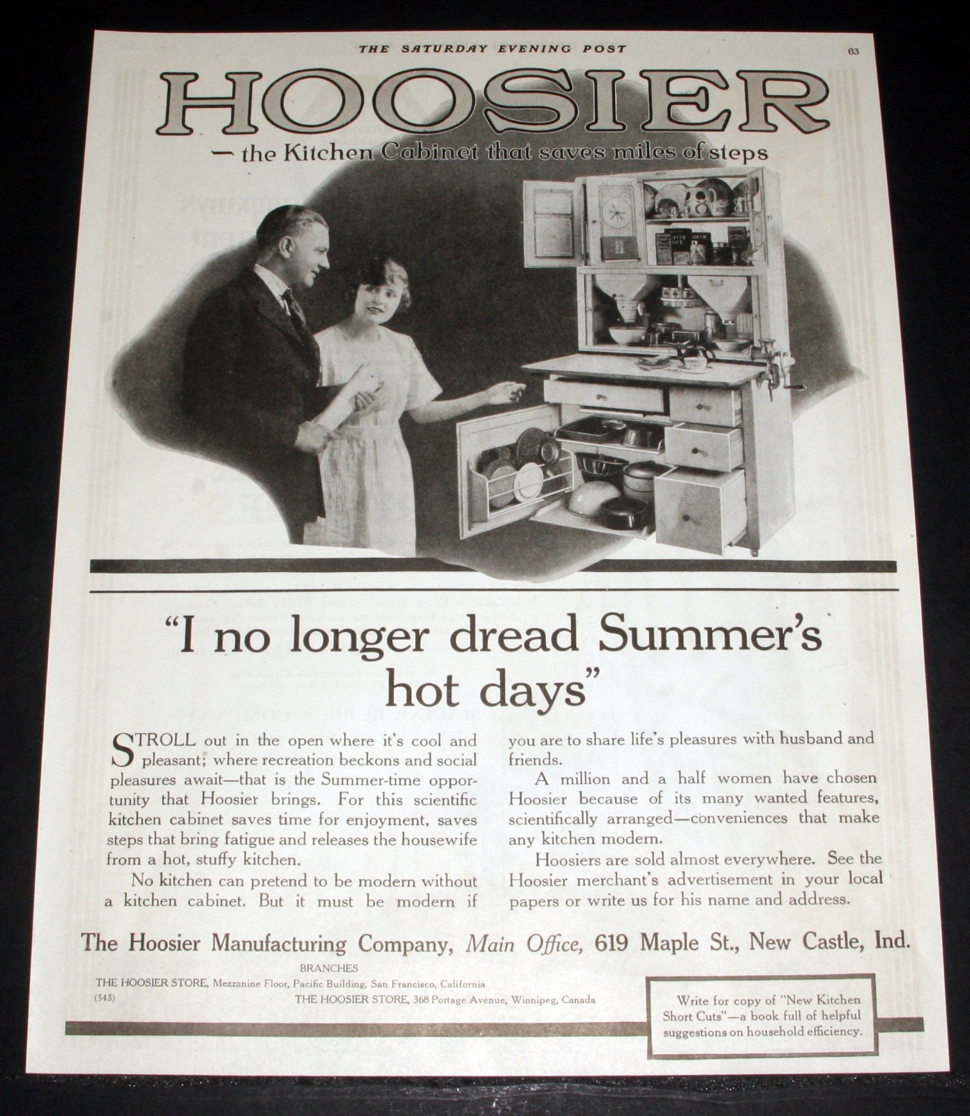 1919 OLD MAGAZINE PRINT AD, HOOSIER KITCHEN CABINETS, NO LONGER DREAD ...