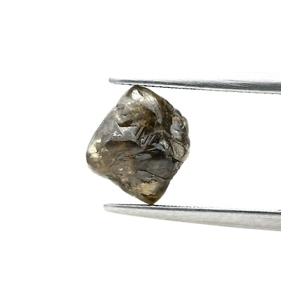 Rare rough diamond 2.76tcw brownish gray sparkling antique octahedron ...