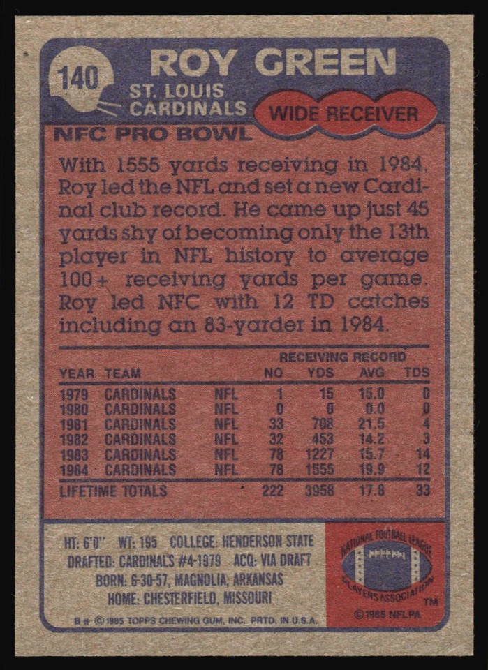 1985 Topps Roy Green #140 St. Louis Cardinals | eBay