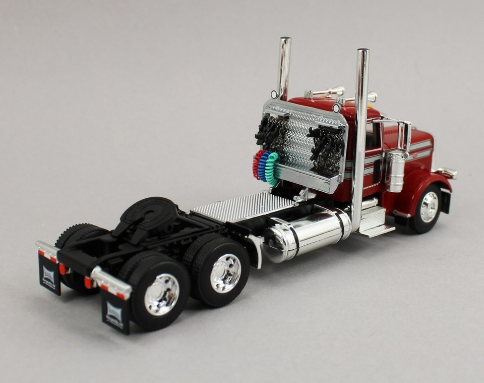 DCP 1:64 *RED* Peterbilt 389 Day Cab Semi w/LANDOLL 440 Traveling Axle ...