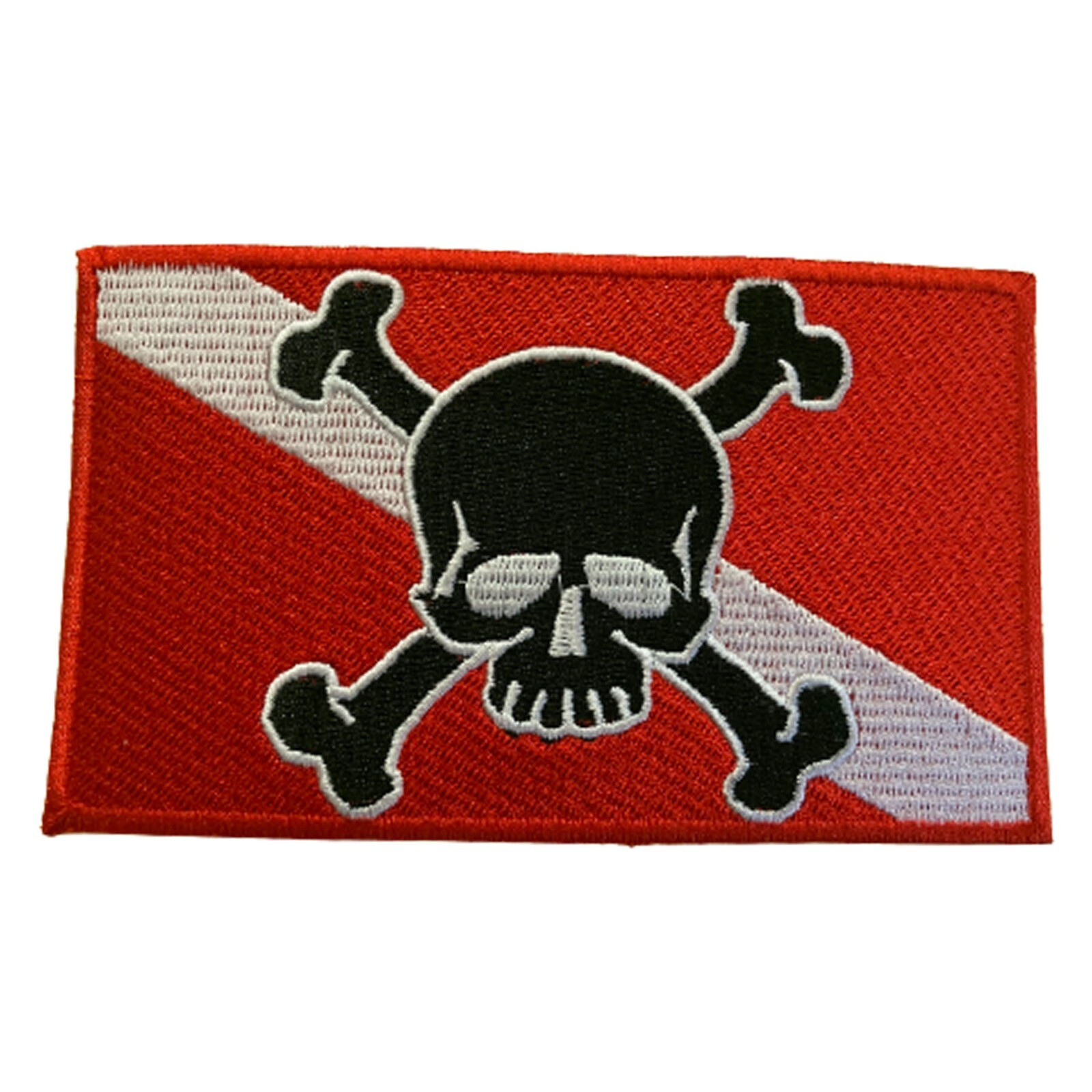 Jolly Roger Diver Down Flag Scuba Iron On Patches Embroidered Gear Marker Skull | eBay
