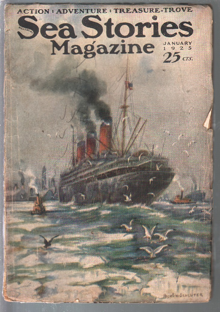 PULP: Sea Stories 1/1925-Richard V Schulter cover-rare adventures title ...