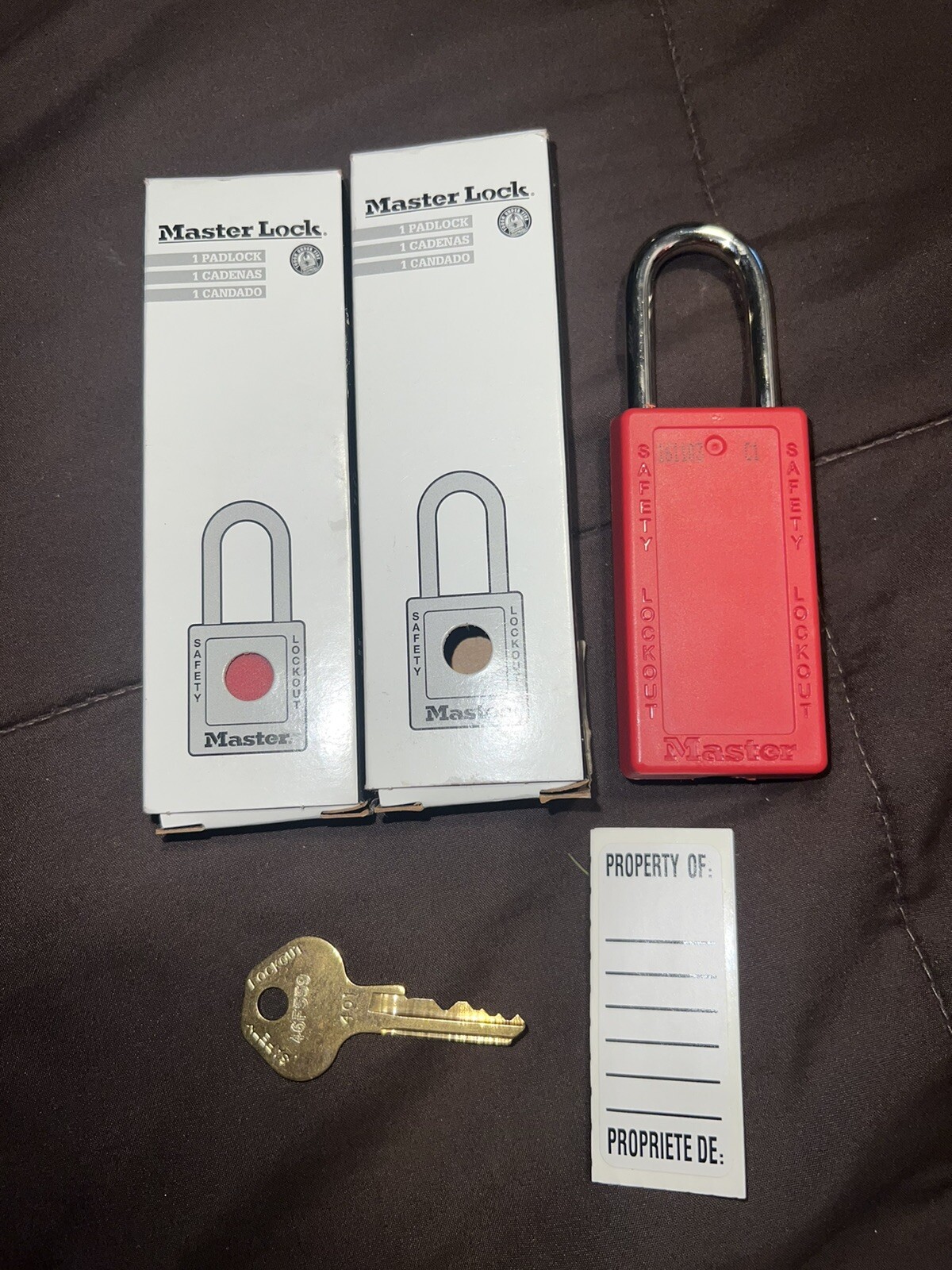 Lot of Two 411REDWWG Master Lock Red Bilingual Safety Lockout Padlocks ...