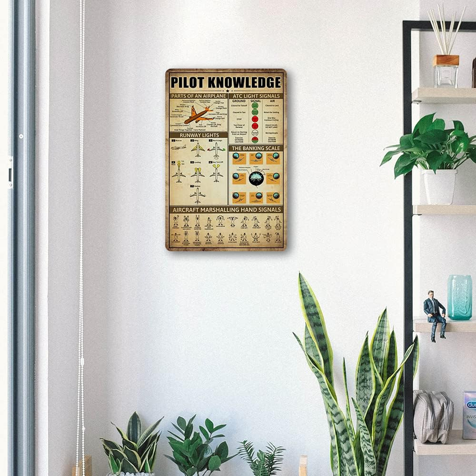 Retro Pilot Knowledge Metal Signs Vintage Airplane Decor for Home ...