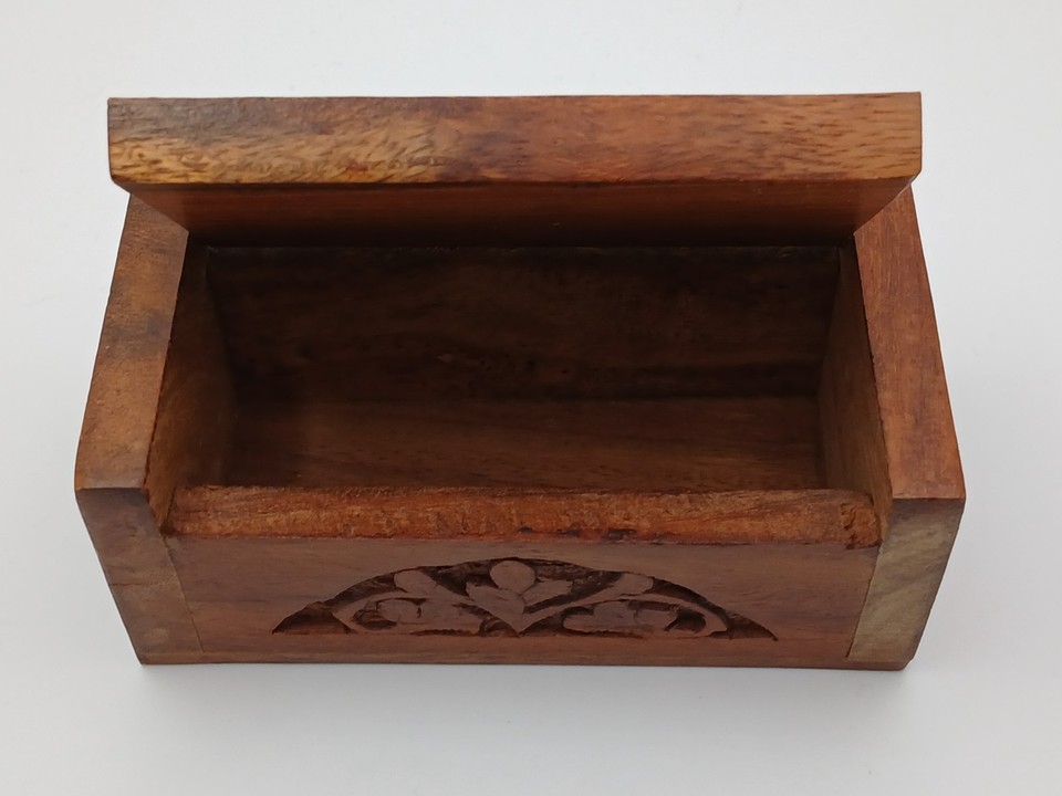 VTG CARVED WOOD FLORAL NESTING BOX SET MADE IN INDIA KEEPSAKES, TRINKET ...