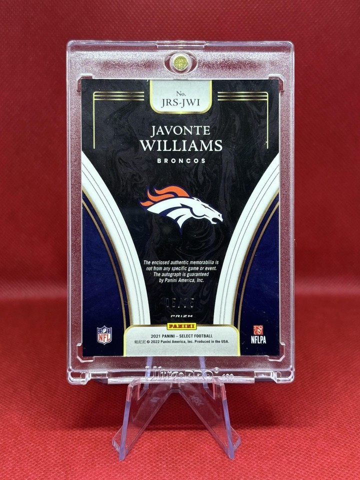 2021 Select #JRS-JWI Javonte Williams Rookie Signature Swatches White ...