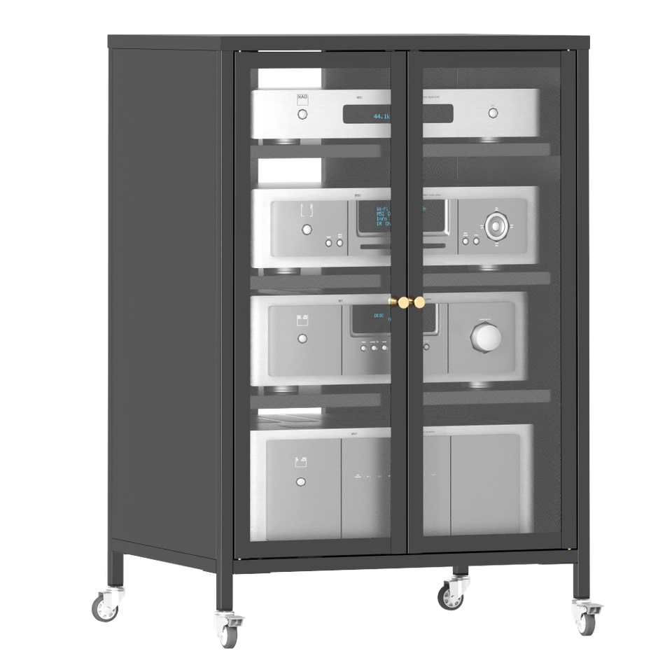 35.8" High Media Storage Cabinet AV Stereo TV Stand w 4 Adjustable ...