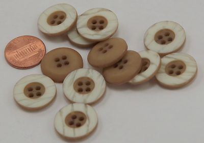 Lot of 12 Camel & Cream Front Plastic Buttons 3/4" 19mm # 6537 | eBay
