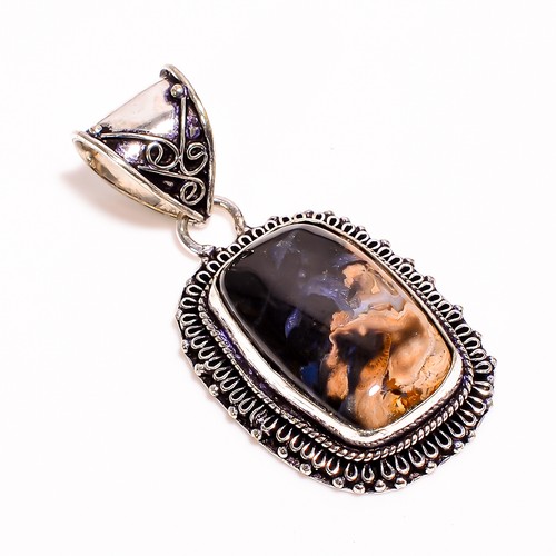 Palm Root Agate Vintage Handmade Jewelry .925 Silver Plated Pendant 2 ...