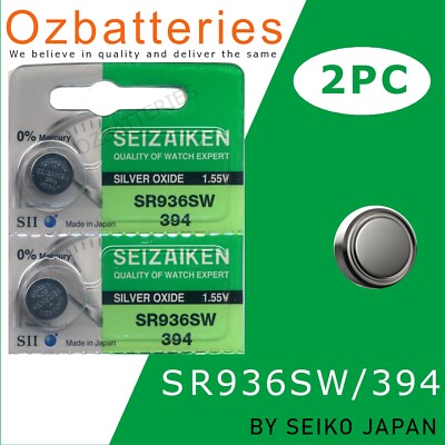 Seizaiken (Seiko) 2pc SR936SW, 394 Silver Oxide Watch Battery Batteries ...