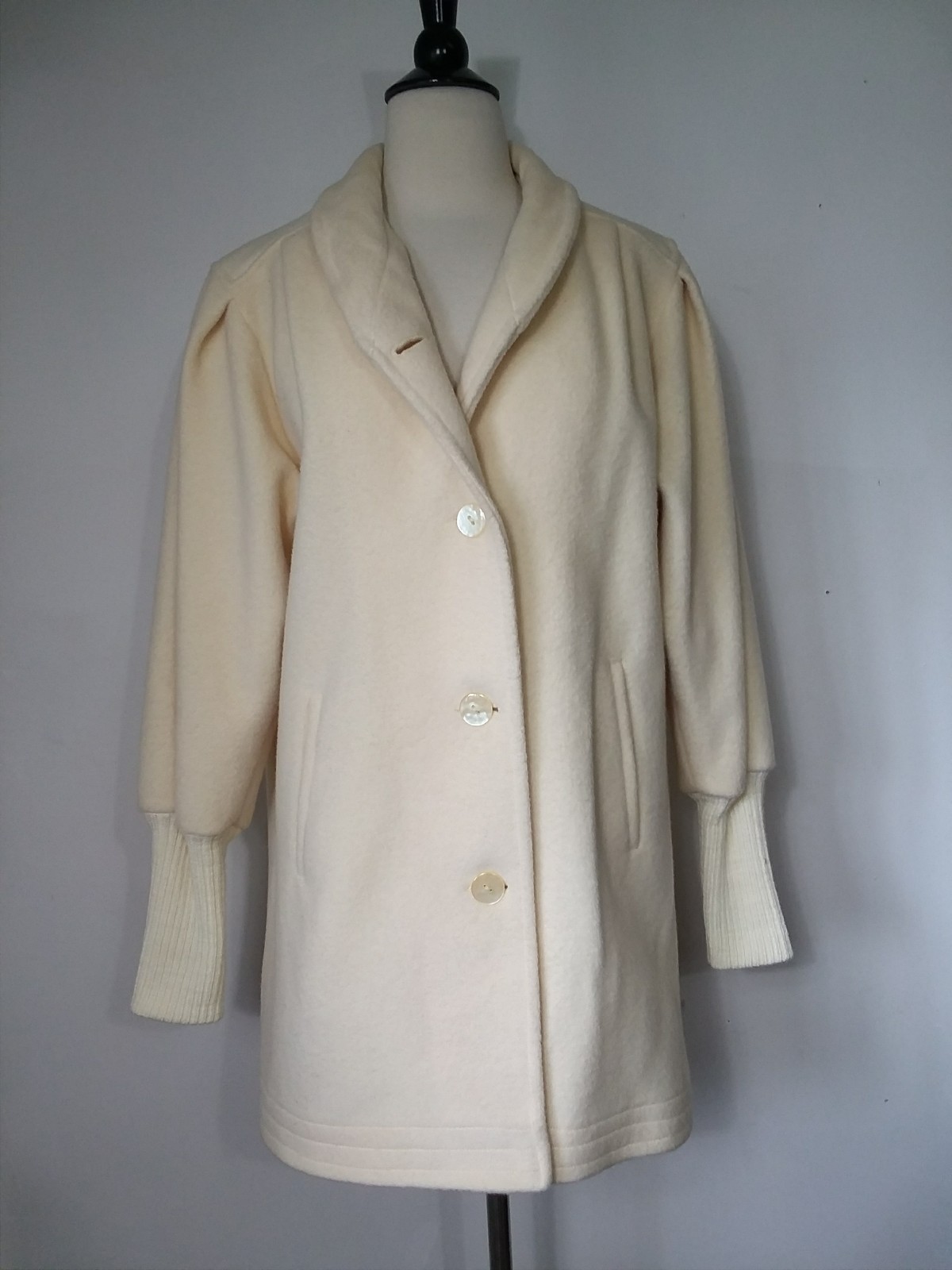 Freddi-Gail Wool Blend Coat Cream Long Lined Buttoned… - Gem